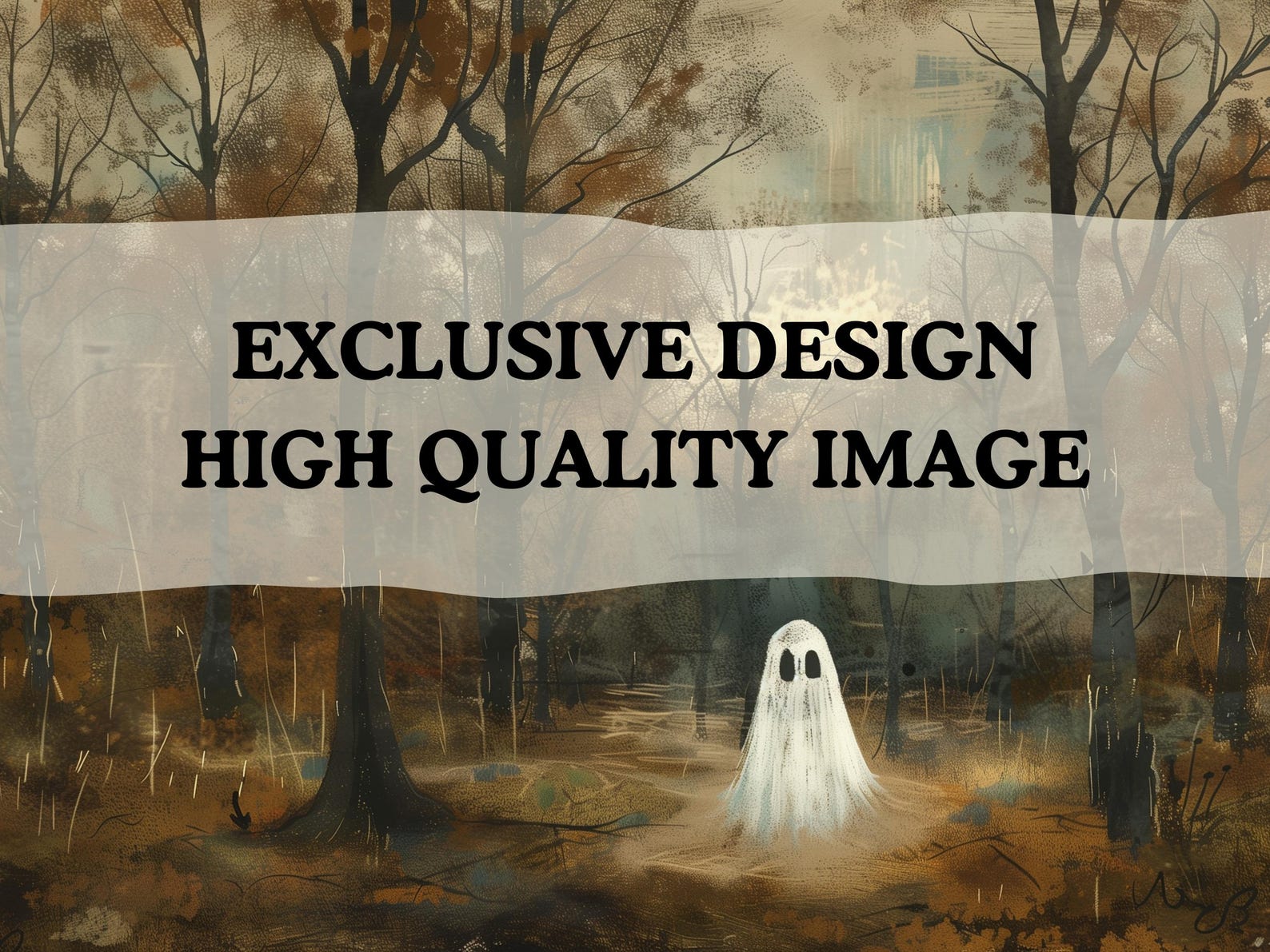 Cute Ghost in the Forest | Vintage Ghost Art | Halloween Ghost | Spooky ...