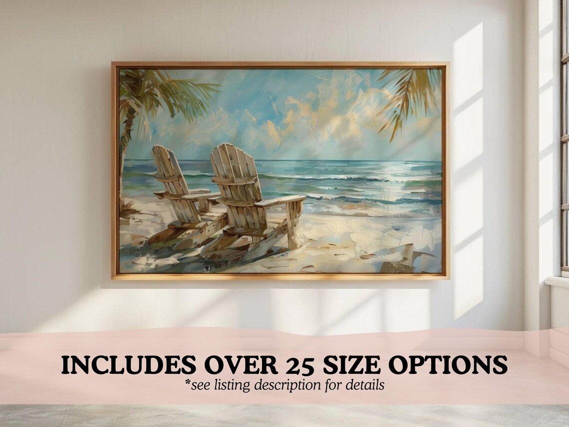 Beach Chairs Printable Art | Adirondack Chairs on the Beach | Ocean Art ...