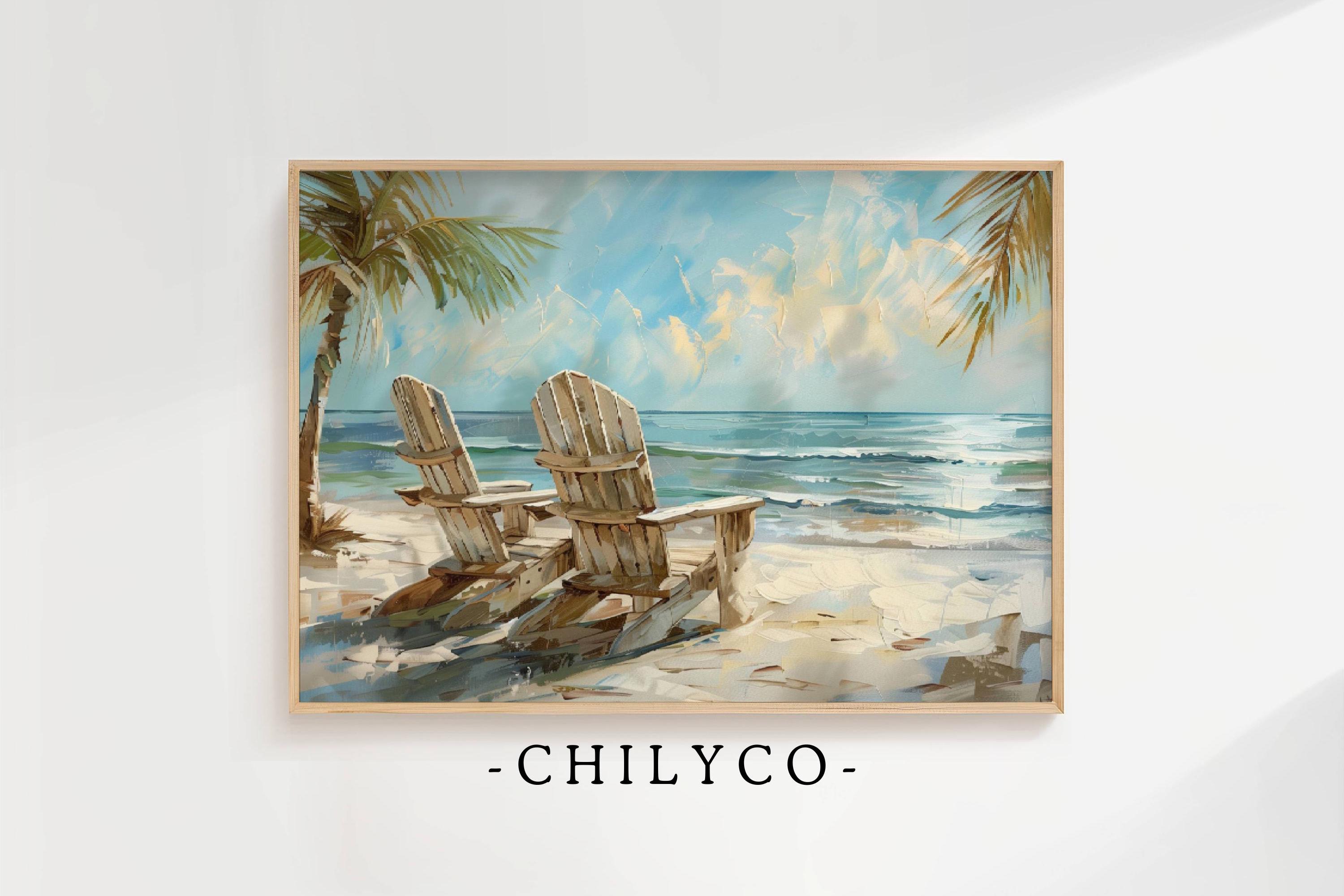 Beach Chairs Printable Art | Adirondack Chairs on the Beach | Ocean Art ...