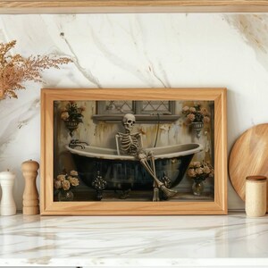 Skeleton in a Bathtub Printable Art | Halloween Art | Fall Art ...