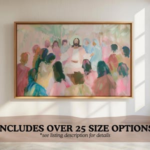 Pastel Jesus Preaching Oil Painting | Vintage Bright Christian Art ...