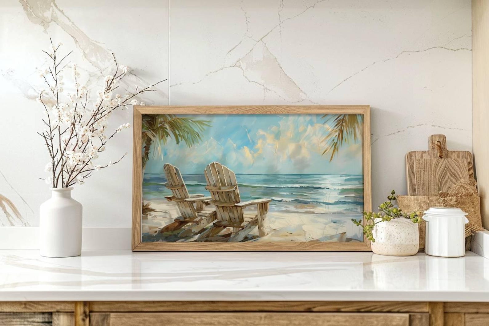 Beach Chairs Printable Art | Adirondack Chairs on the Beach | Ocean Art ...