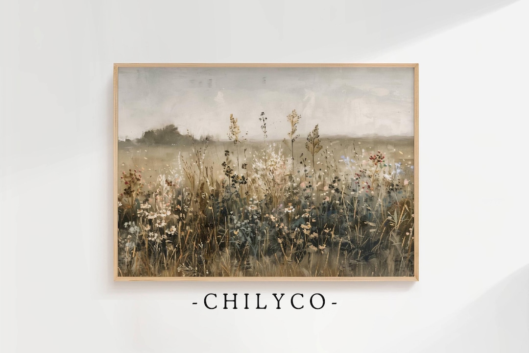 Muted Wildflower Field Art | Printable Art | Vintage Oil Painting ...