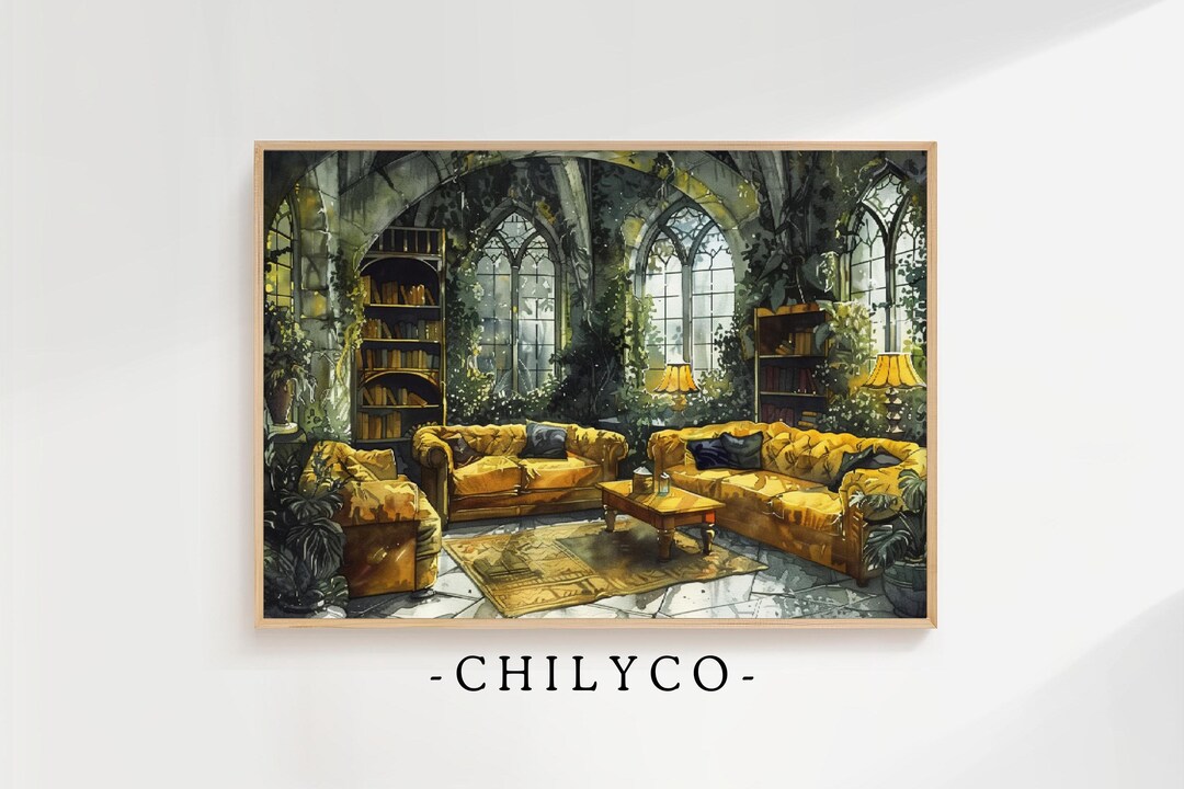 Hufflepuff Common Room Oil Painting Hufflepuff Watercolor Painting ...