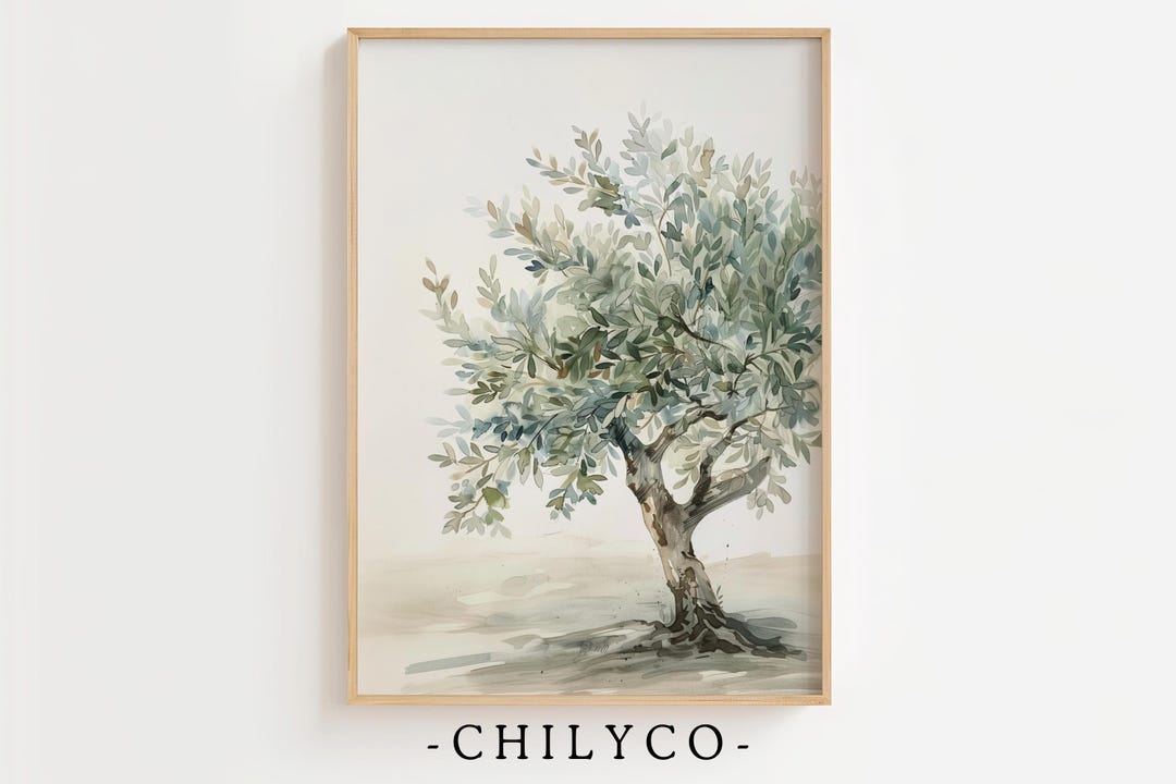 Minimalist Olive Tree Watercolor Art | Greece Inspired Digital Art ...