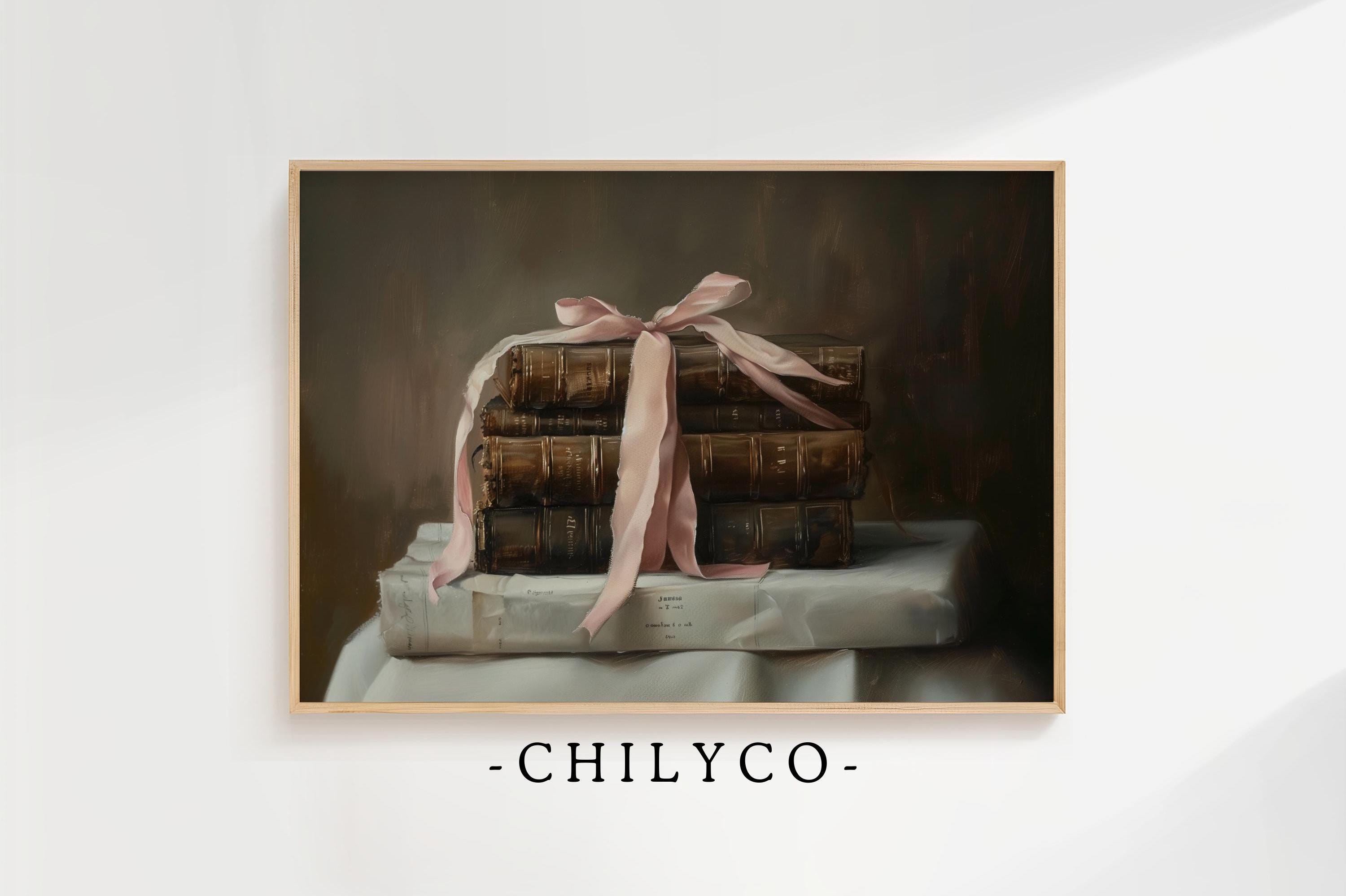 Antique Book Stack Art | Vintage Stack of Books Decor | Books With a ...