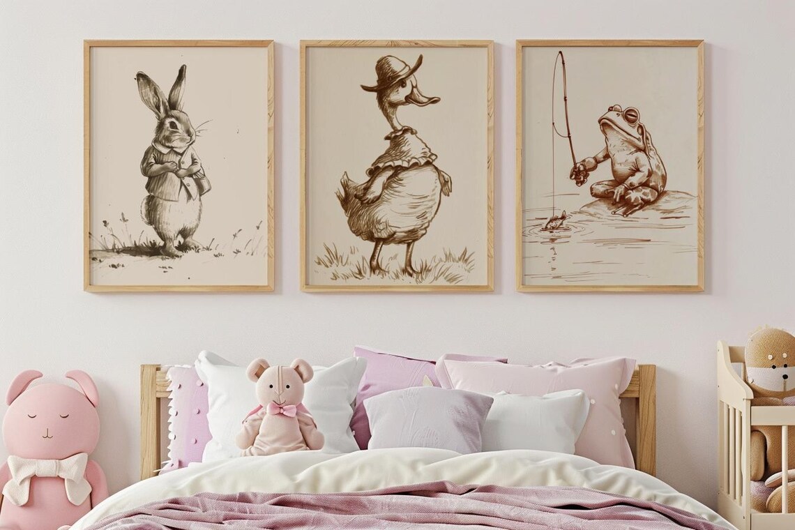 Vintage Beatrix Potter Nursery Prints | Farmhouse Nursery Wall Art ...