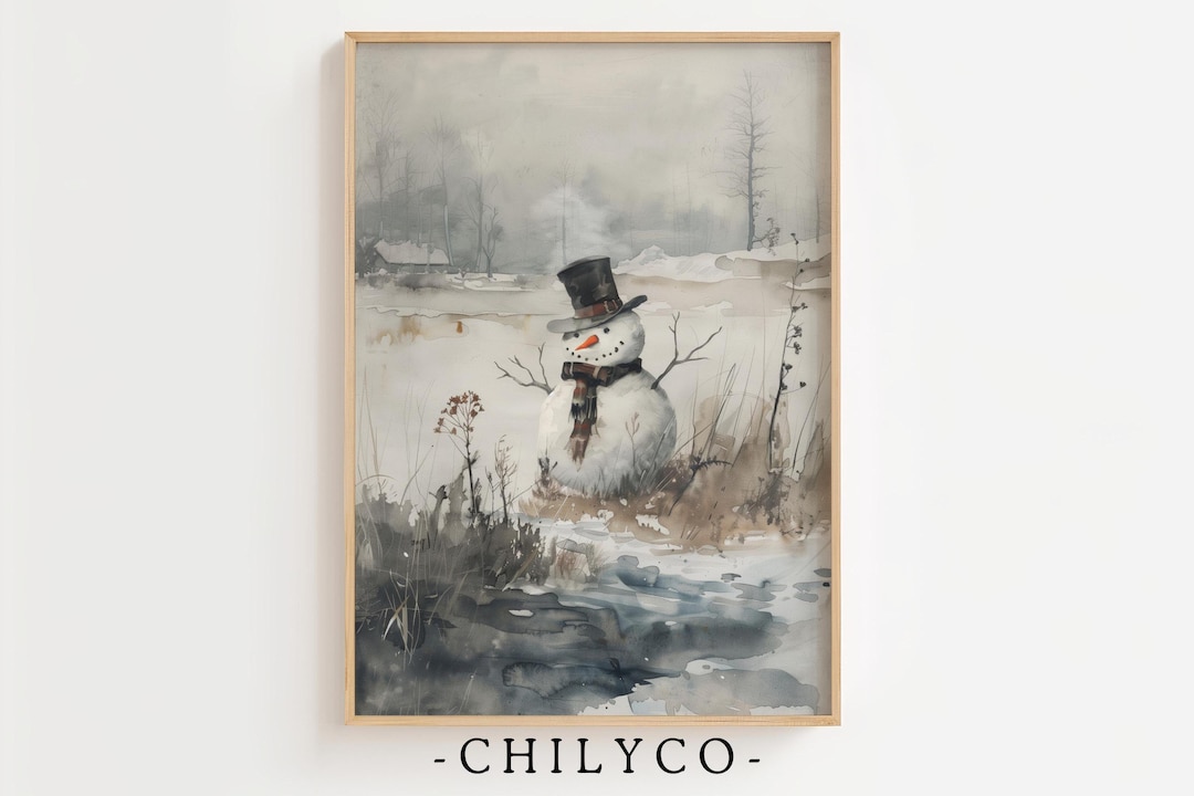 Frosty the Snowman Art | Vintage Christmas Snowman Oil Painting | Happy ...