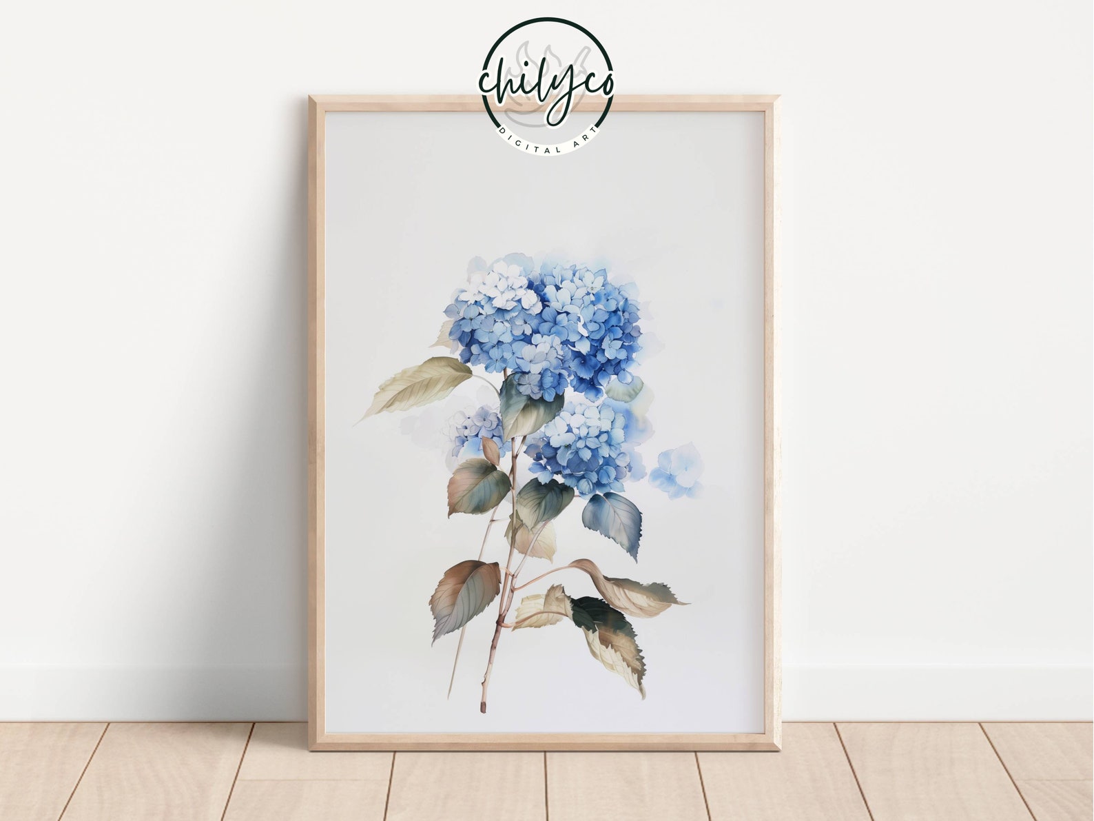 Printable Blue Hydrangeas Art Floral Art Vintage Art Print Instant ...