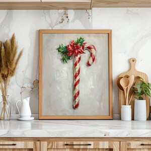 Vintage Candy Cane Oil Painting | Printable Art | Instant Download ...