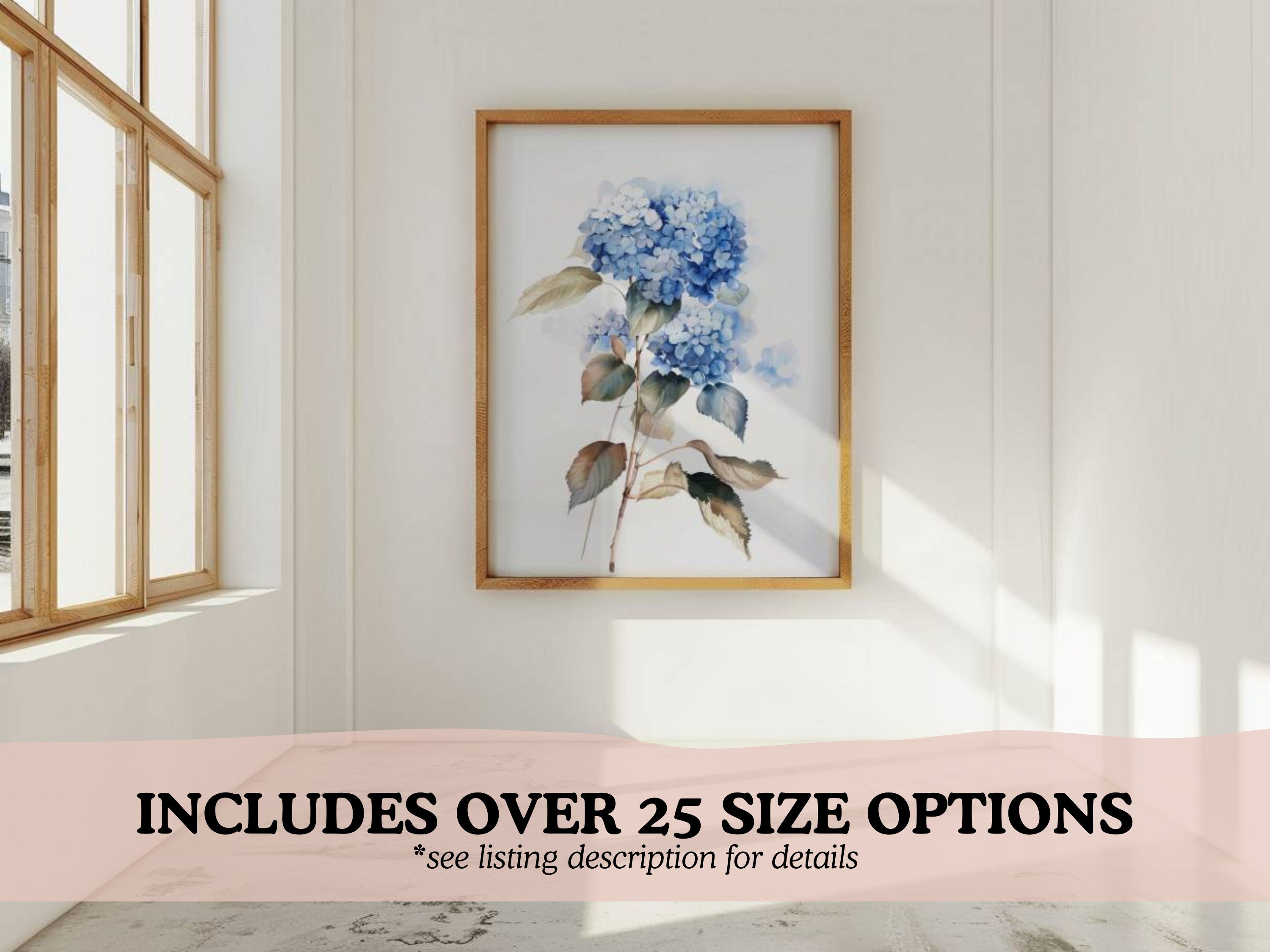 Printable Blue Hydrangeas Art Floral Art Vintage Art Print Instant ...