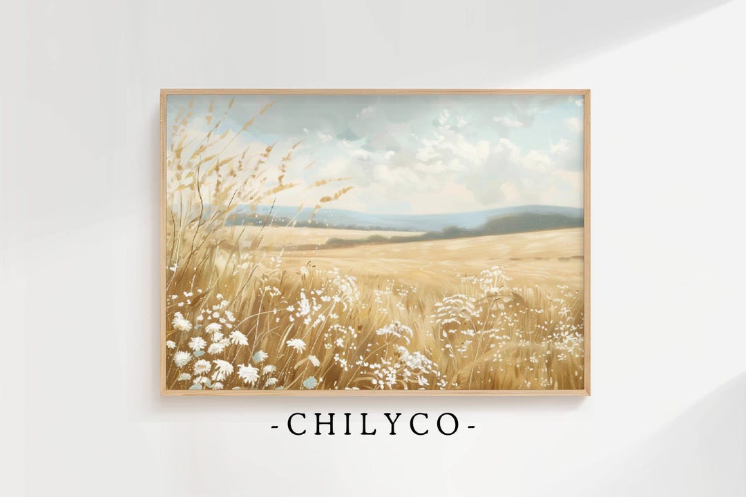 Wheat Field Artwork | Wildflower Field | Floral Wheat Field | Summer ...