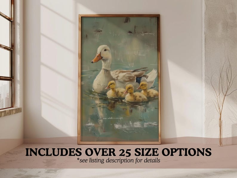 Printable Vintage Spring Ducks Art Print | Neutral Beige Cottagecore ...