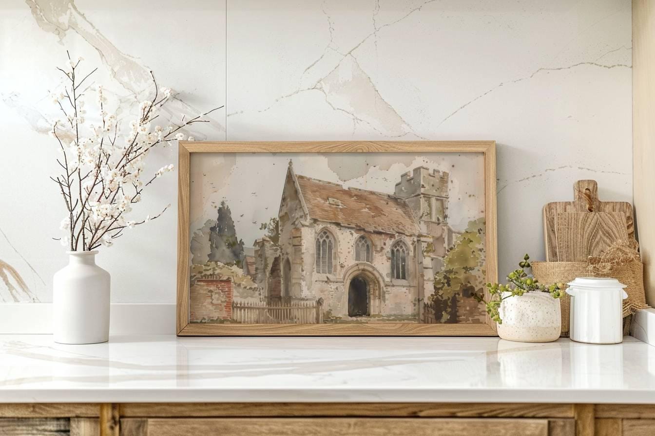 Old Country Church Printable Art | Country Landscape | Vintage Church ...