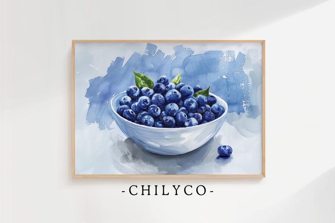 Watercolor Blueberries Art | Printable Watercolor Art | Nursery Art ...