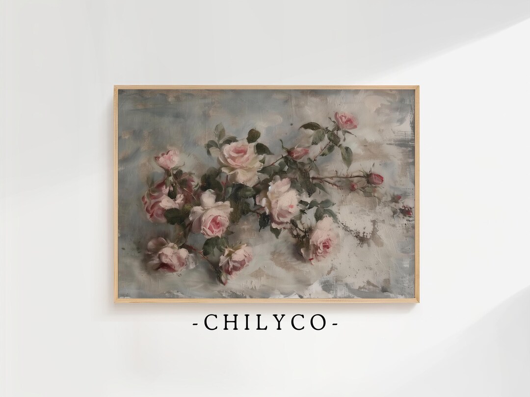 Antique Floral Painting | Victorian Rose Art | Romantic Wall Decor ...