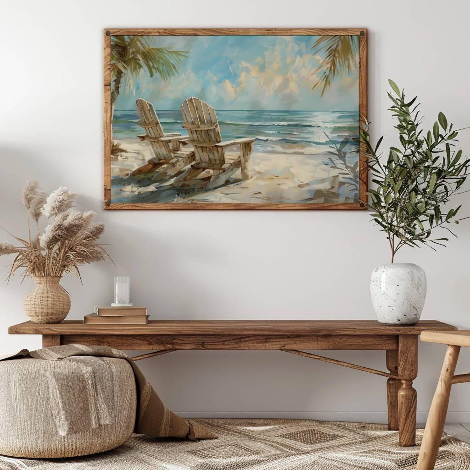 Beach Chairs Printable Art | Adirondack Chairs on the Beach | Ocean Art ...