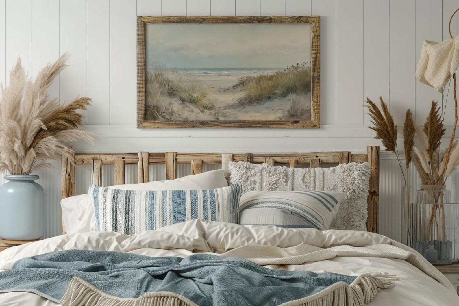 Vintage Beach Sand Dunes Oil Painting | Vintage Ocean Art | Beach House ...