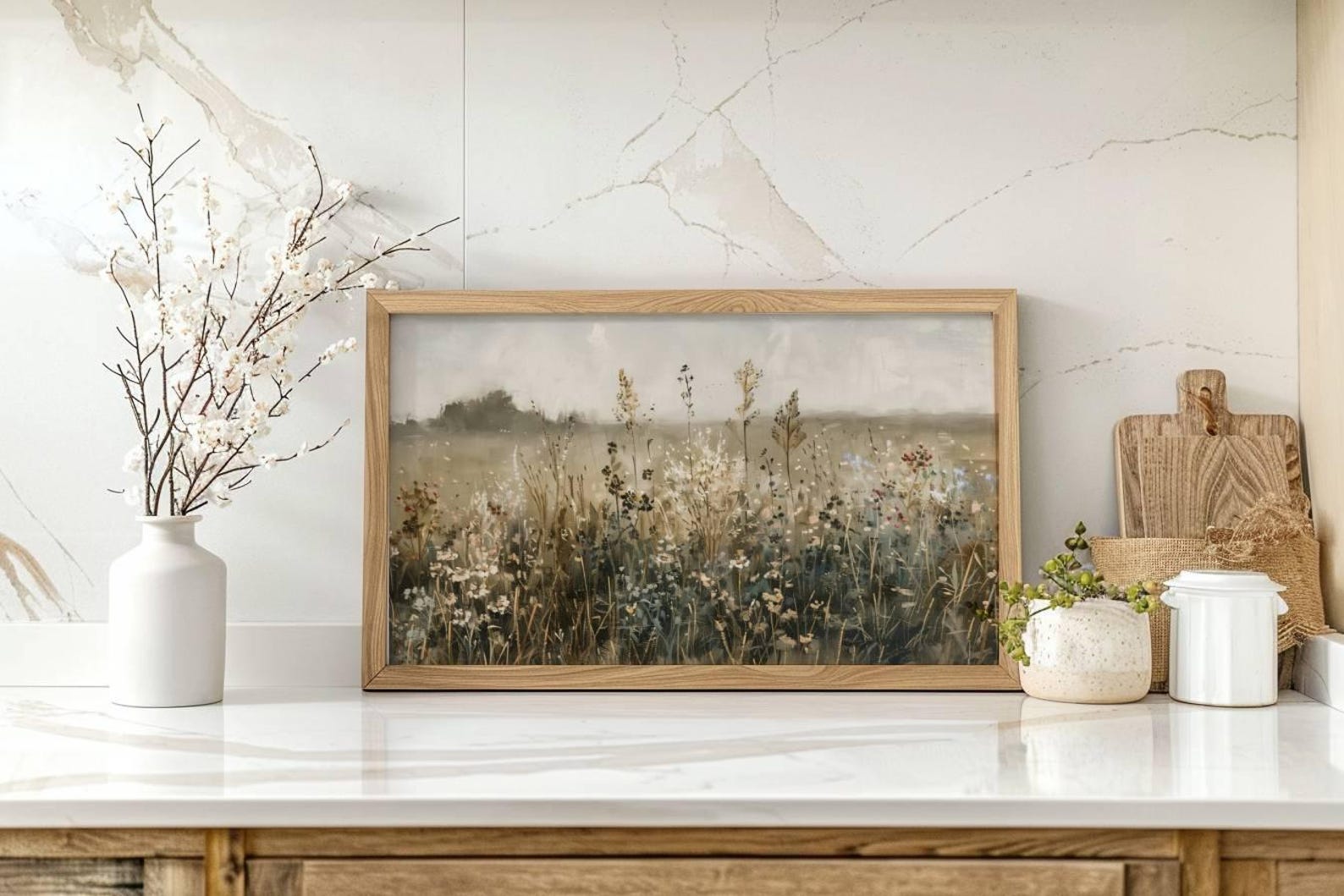 Muted Wildflower Field Art | Printable Art | Vintage Oil Painting ...