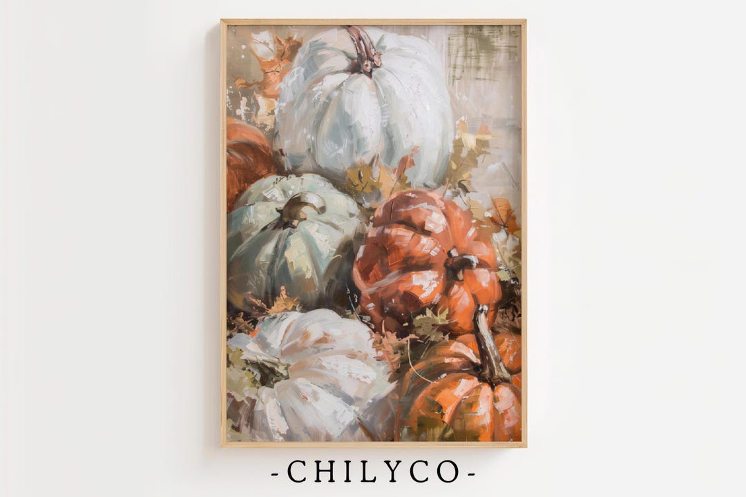 Fall Pumpkins Oil Painting | Pumpkin Printable Art | Autumn Pumpkin ...