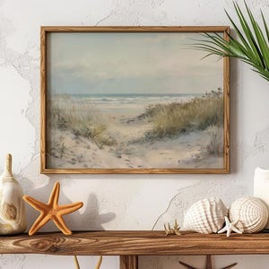 Vintage Beach Sand Dunes Oil Painting | Vintage Ocean Art | Beach House ...