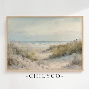 Vintage Beach Sand Dunes Oil Painting | Vintage Ocean Art | Beach House ...
