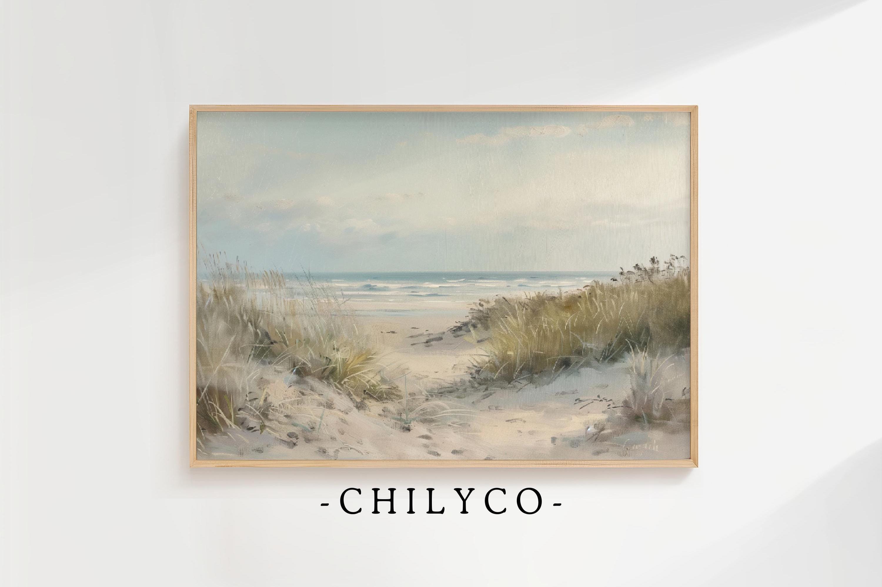 Vintage Beach Sand Dunes Oil Painting | Vintage Ocean Art | Beach House ...
