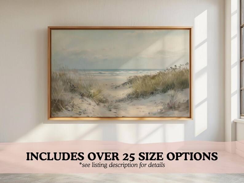 Vintage Beach Sand Dunes Oil Painting | Vintage Ocean Art | Beach House ...