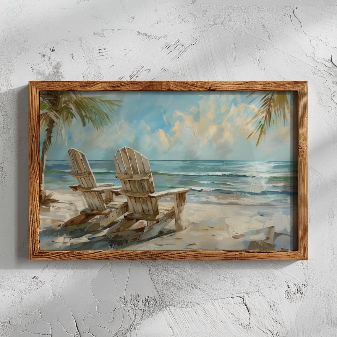 Beach Chairs Printable Art | Adirondack Chairs on the Beach | Ocean Art ...