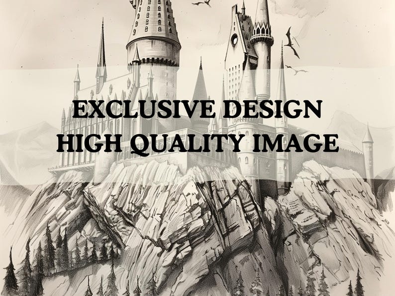 Magic School Castle Sketch | Fantasy Wall Art | Vintage Book ...