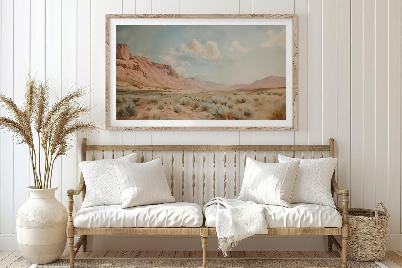 Rustic Desert Oil Painting | Arid Landscape Artwork | New Mexico Desert ...