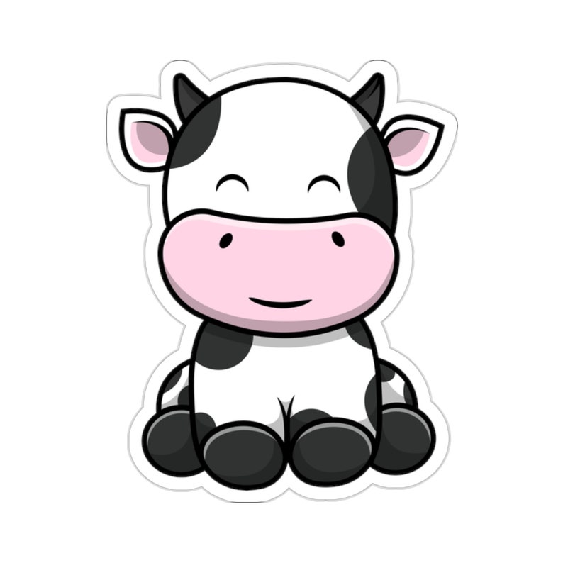 Cute Cow Sticker, Water Bottle, Laptop Sticker, Cooler Sticker, Car ...