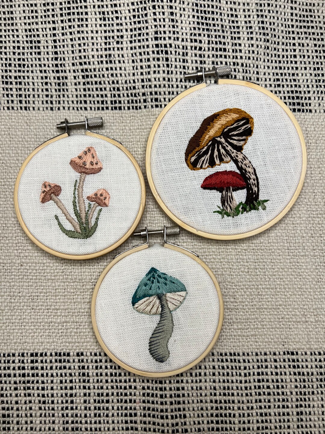 Embroidered Mushrooms Set - Etsy