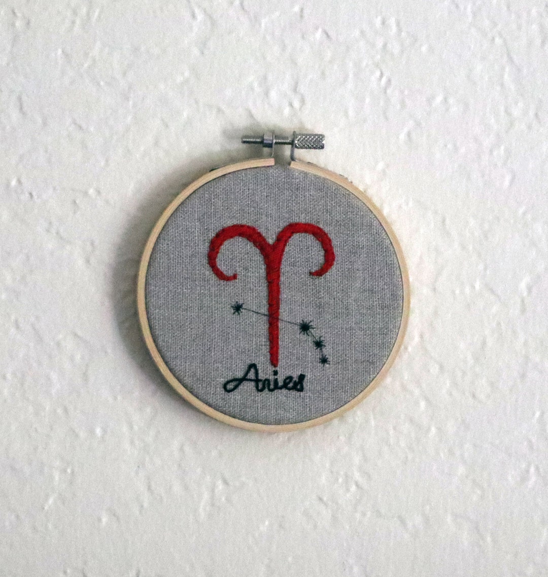 Aries of Zodiac Sign Embroidery Wall Decor - Etsy