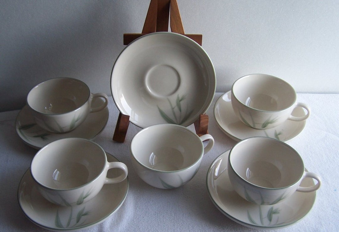 Winfield Bamboo Porcelain Cups and Saucers, Mid-century Dinnerware - Etsy