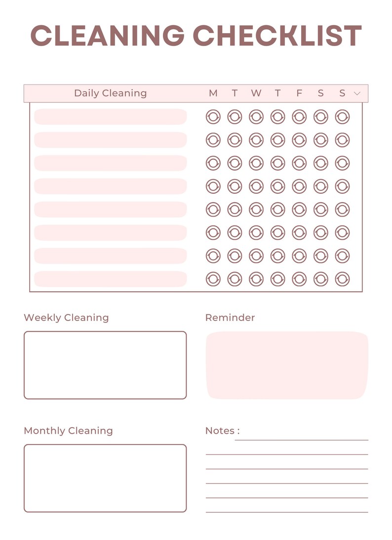 Cleaning Checklist | Organize | Schedule | Printable | Planner - Etsy