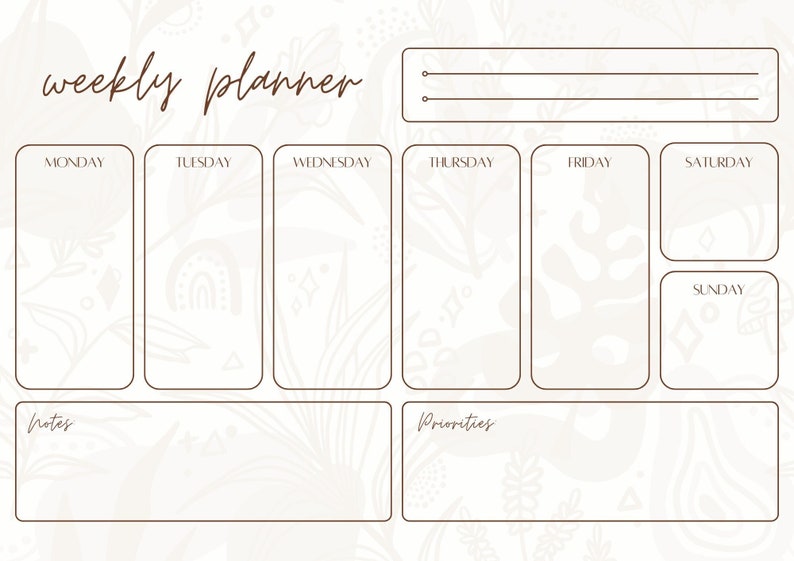 Minimalist Weekly Planner Printable | Neutral Weekly Planner ...