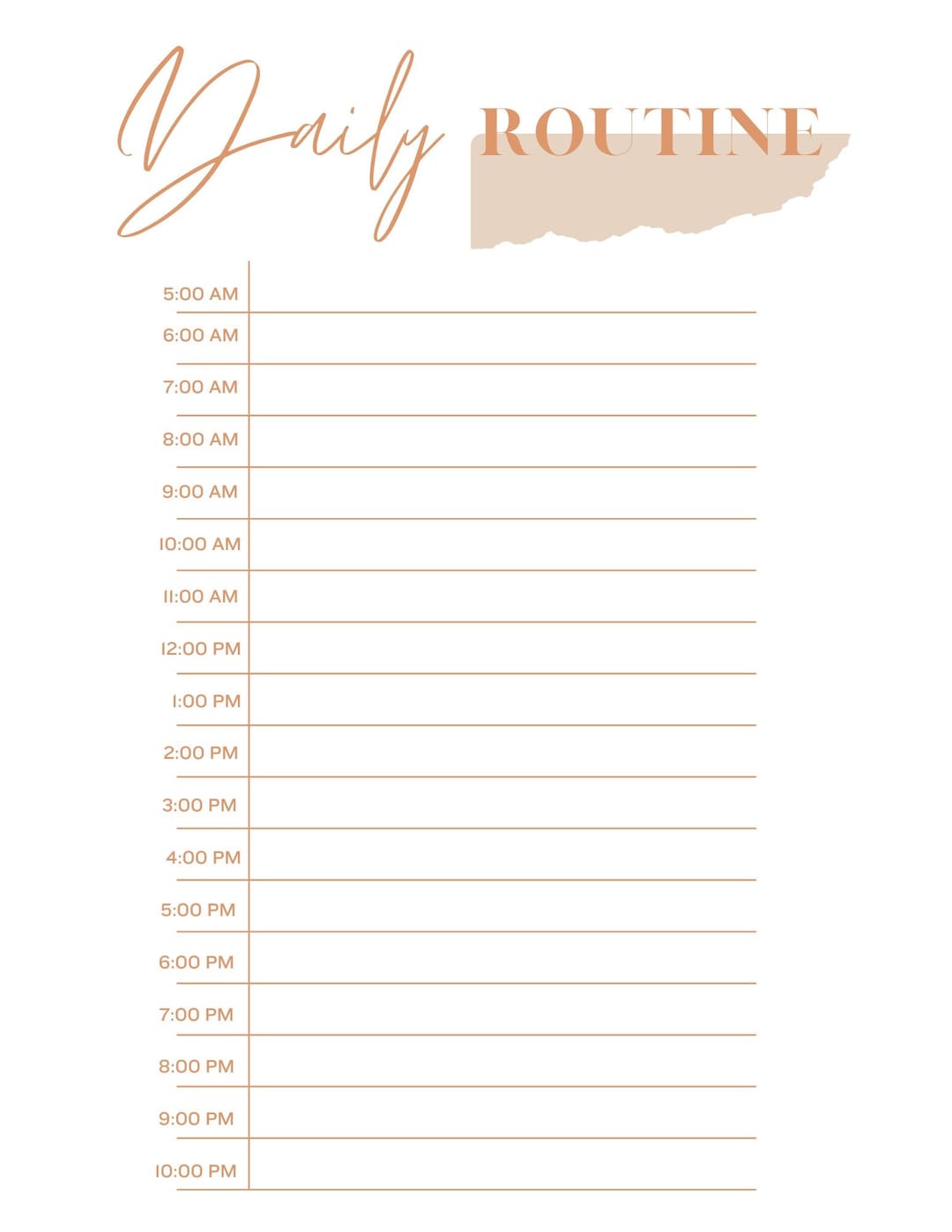 Daily Routine Planner | Hourly Schedule Template | Printable Planner ...