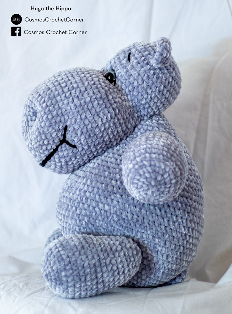 Hugo the Hippo Crochet Pattern - Etsy