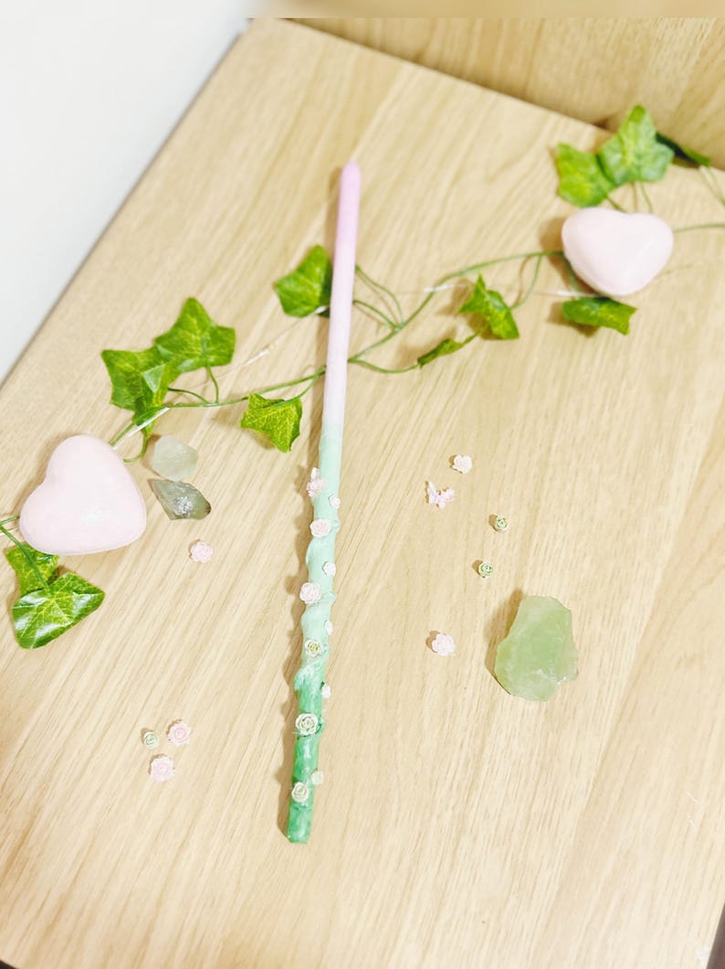 Wicked Inspired Magic Wand Ombre Floral, Handmade Fairy Wand, Witch ...