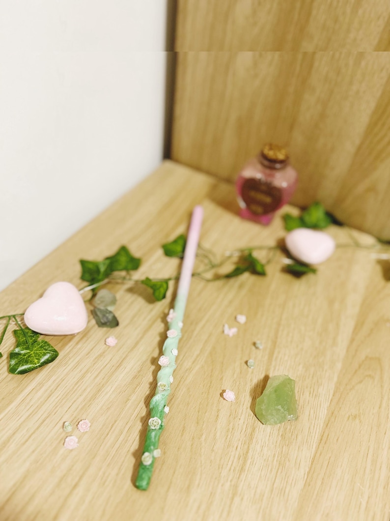 Wicked Inspired Magic Wand Ombre Floral, Handmade Fairy Wand, Witch ...