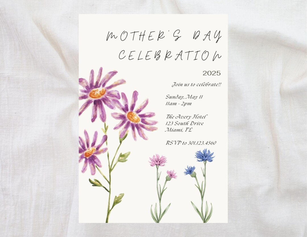 Mother's Day Celebration Invitation, Mother's Day Floral Invite ...