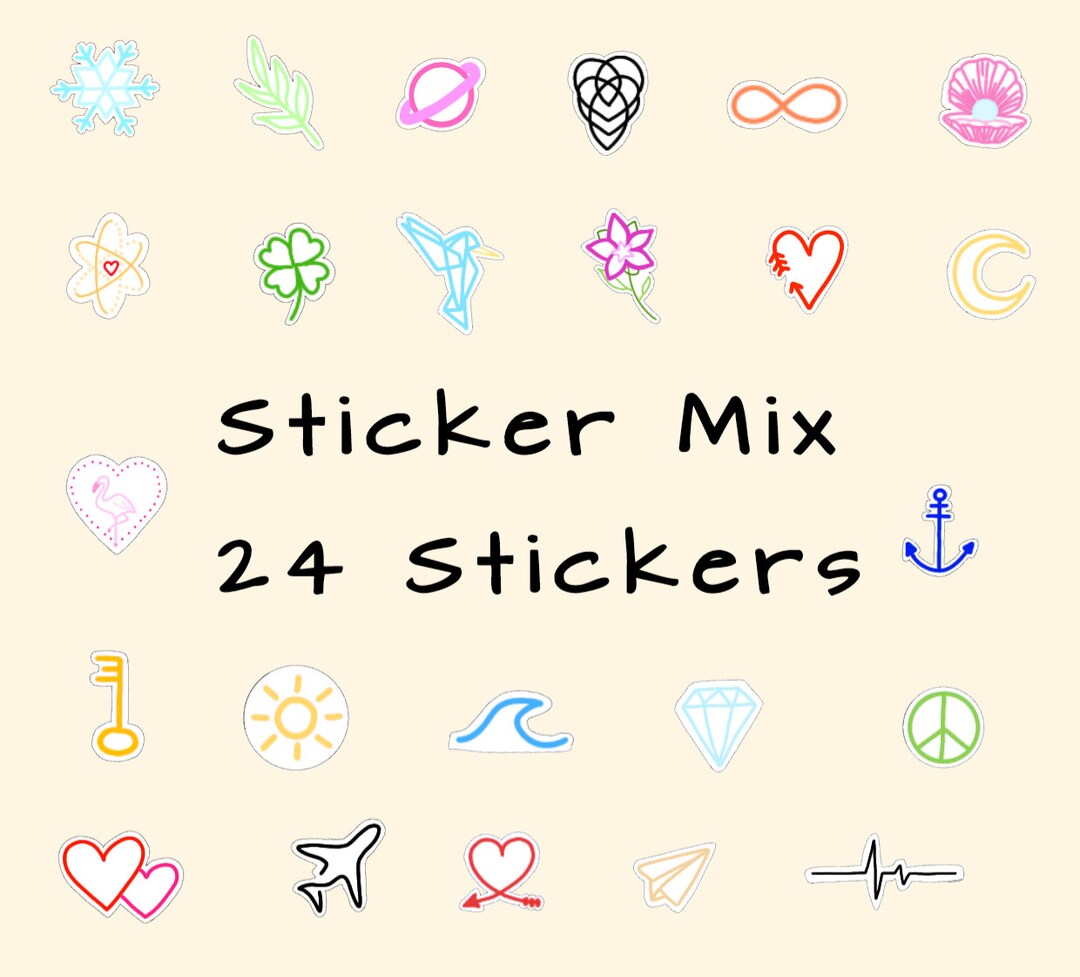 Sticker Mix 24 Stickers Sticker Set Random Sticker Decal - Etsy