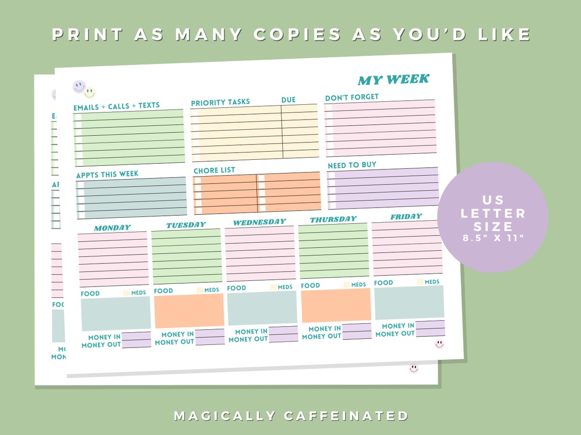 ADHD Weekly Planner | Neurospicy One Page Planner & Brain Dump ...