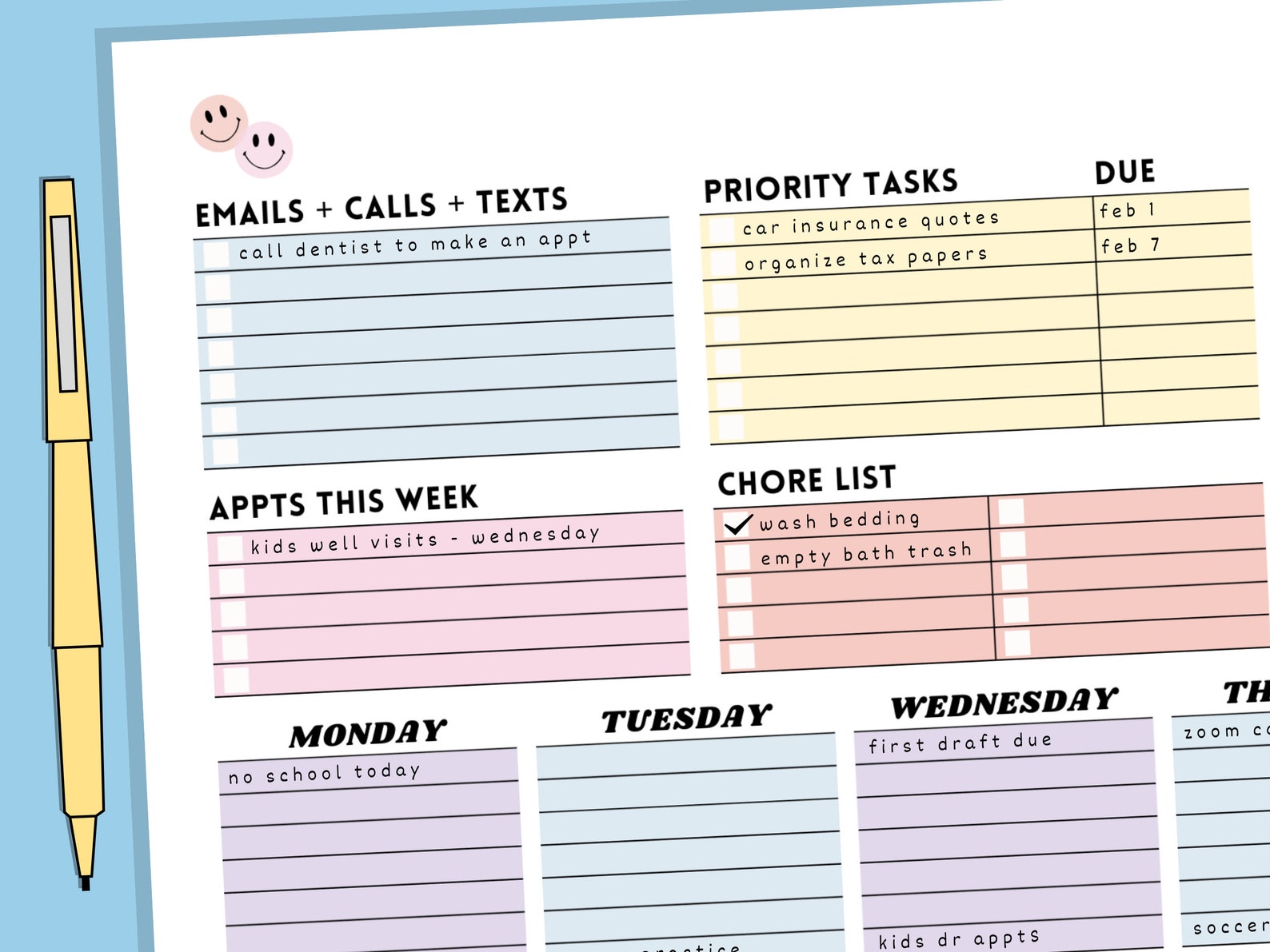 ADHD Weekly Planner | Neurospicy One Page Planner & Brain Dump ...
