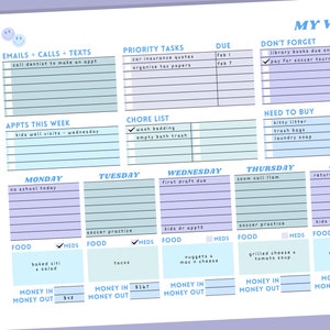 ADHD Weekly Planner | Neurospicy One Page Planner & Brain Dump ...