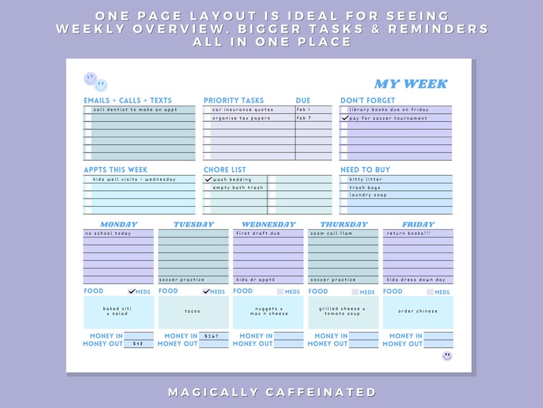 ADHD Weekly Planner | Neurospicy One Page Planner & Brain Dump ...