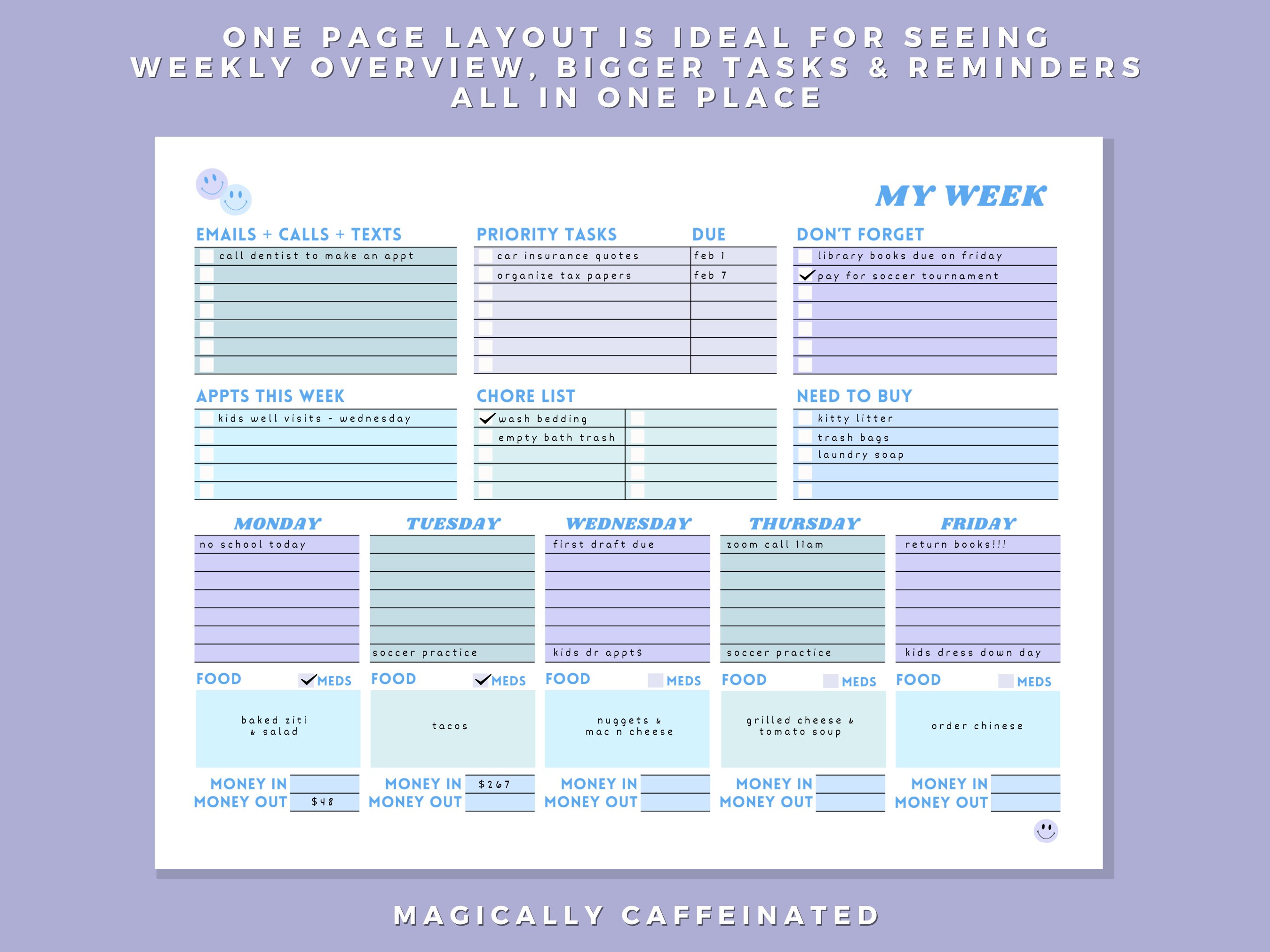 ADHD Weekly Planner | Neurospicy One Page Planner & Brain Dump ...