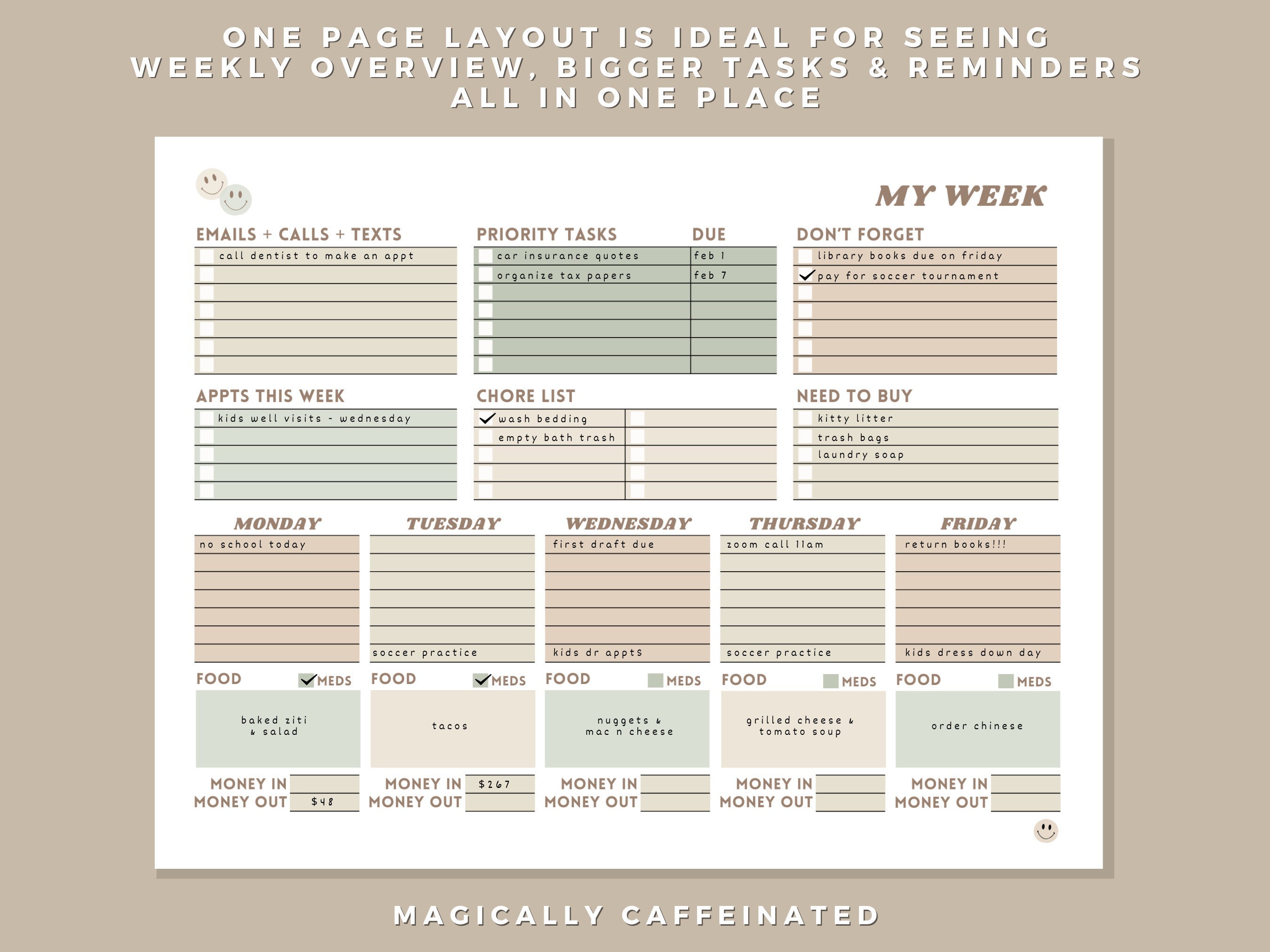 ADHD Weekly Planner | Neurospicy One Page Planner & Brain Dump ...