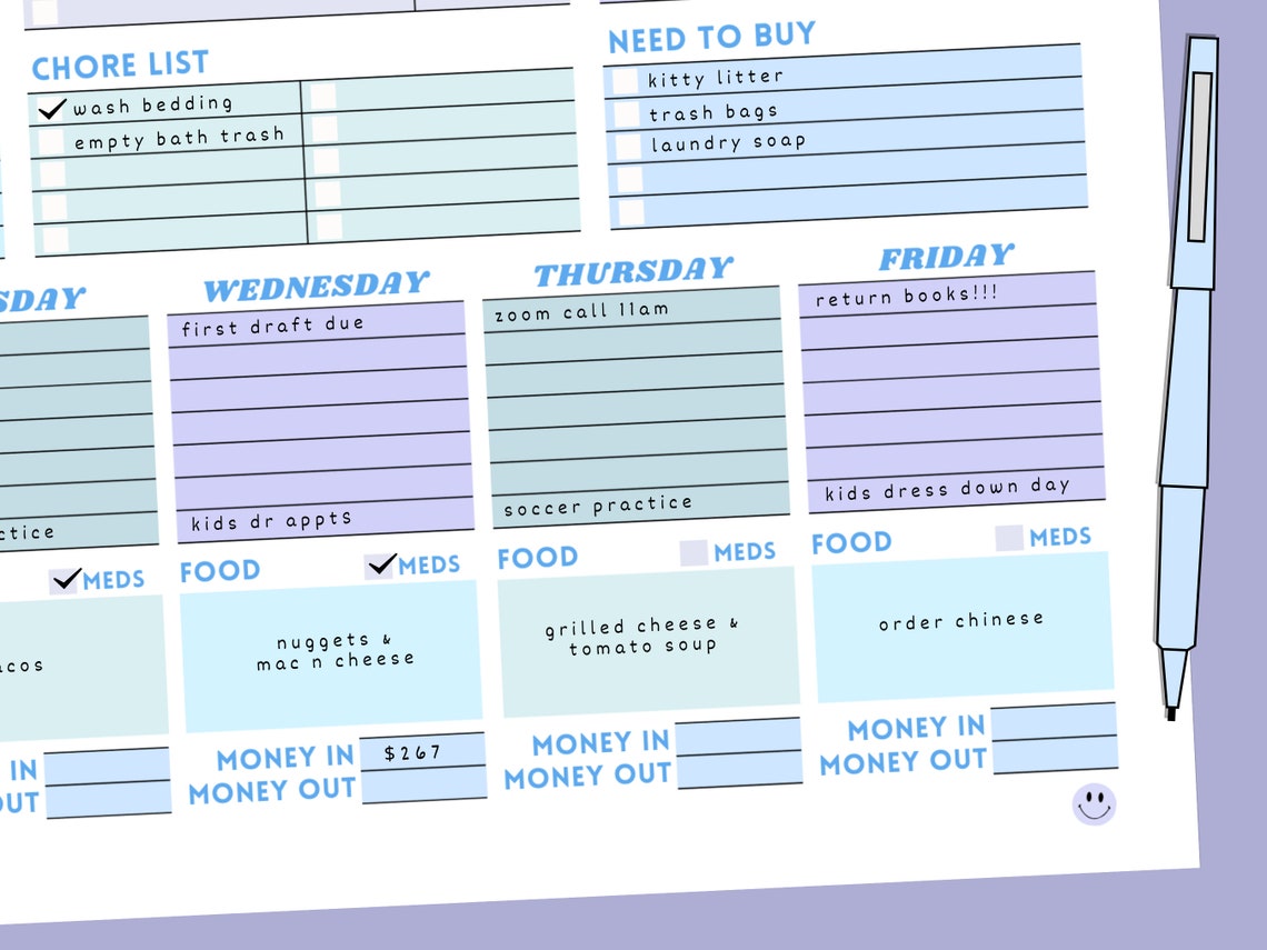 ADHD Weekly Planner | Neurospicy One Page Planner & Brain Dump ...